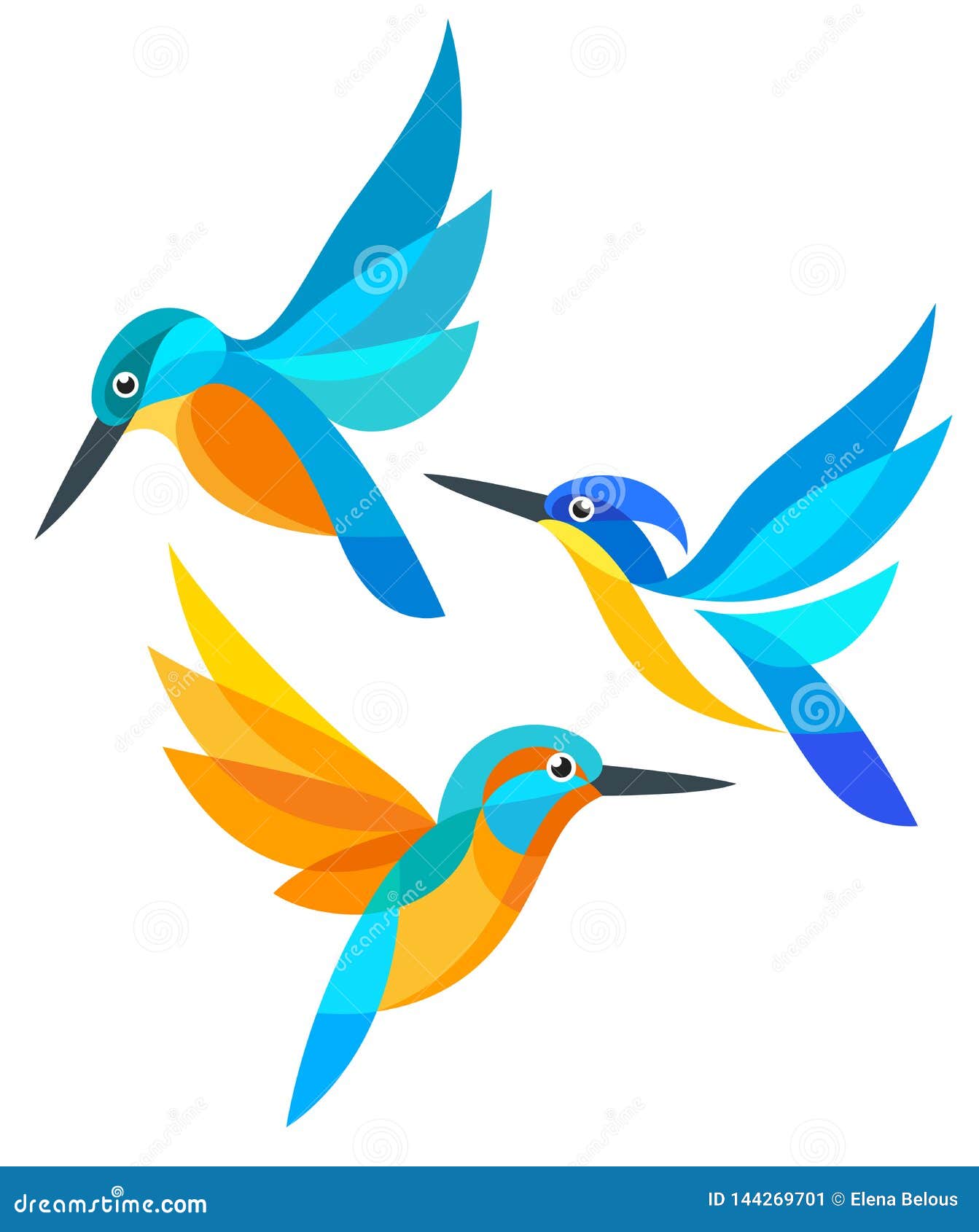 Stylized Birds in flight stock vector. Illustration of little - 144269701