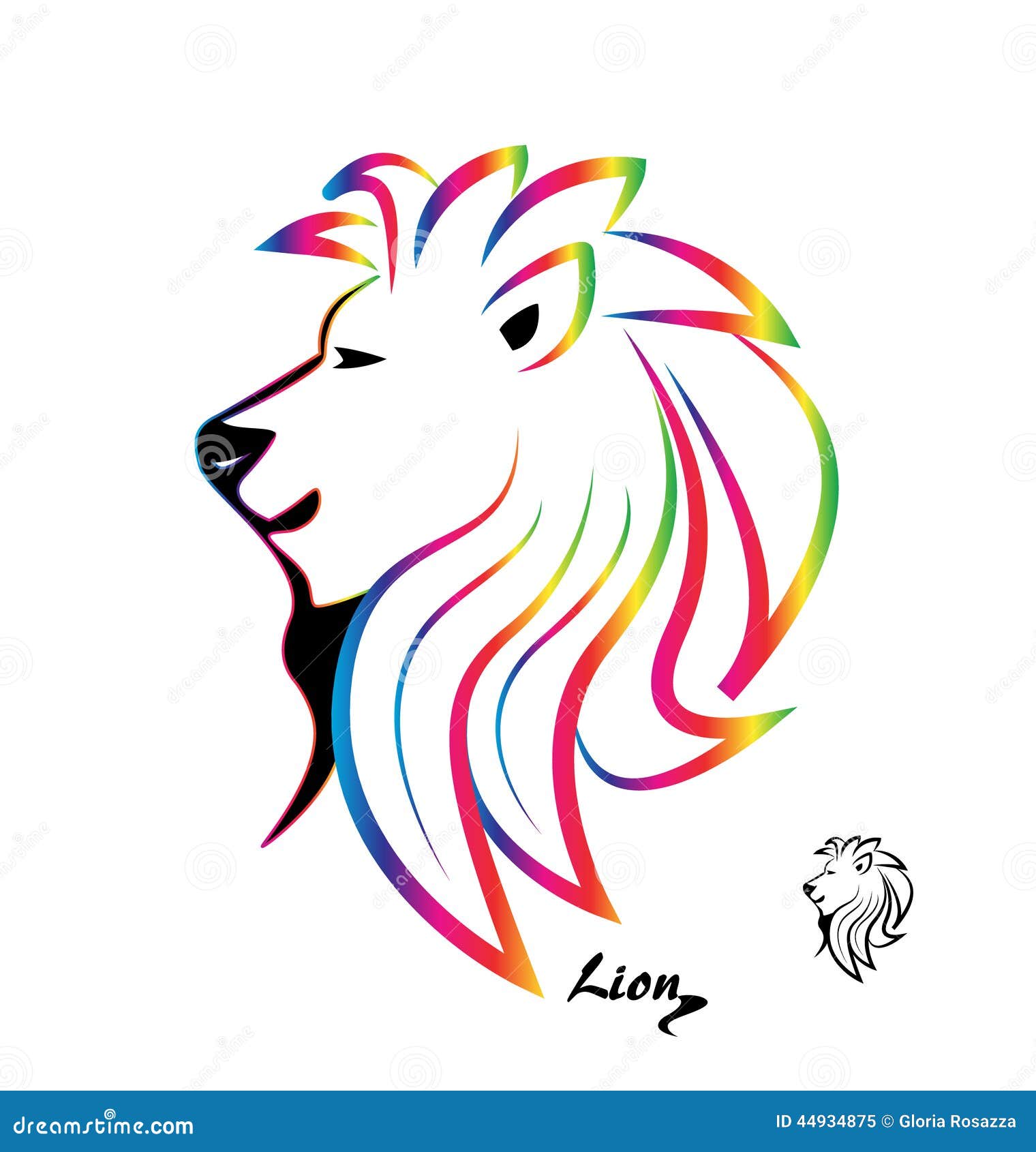 Stylized Colorful Lion Head Silhouette Logo Stock Vector - Illustration ...