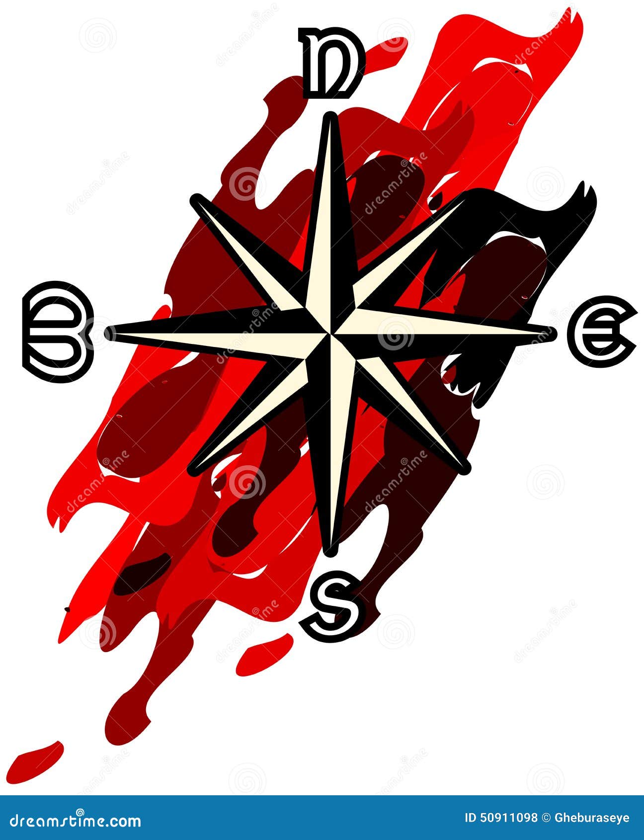 Stylized Compass Rose on Abstract Red Background Isolated Stock Vector ...