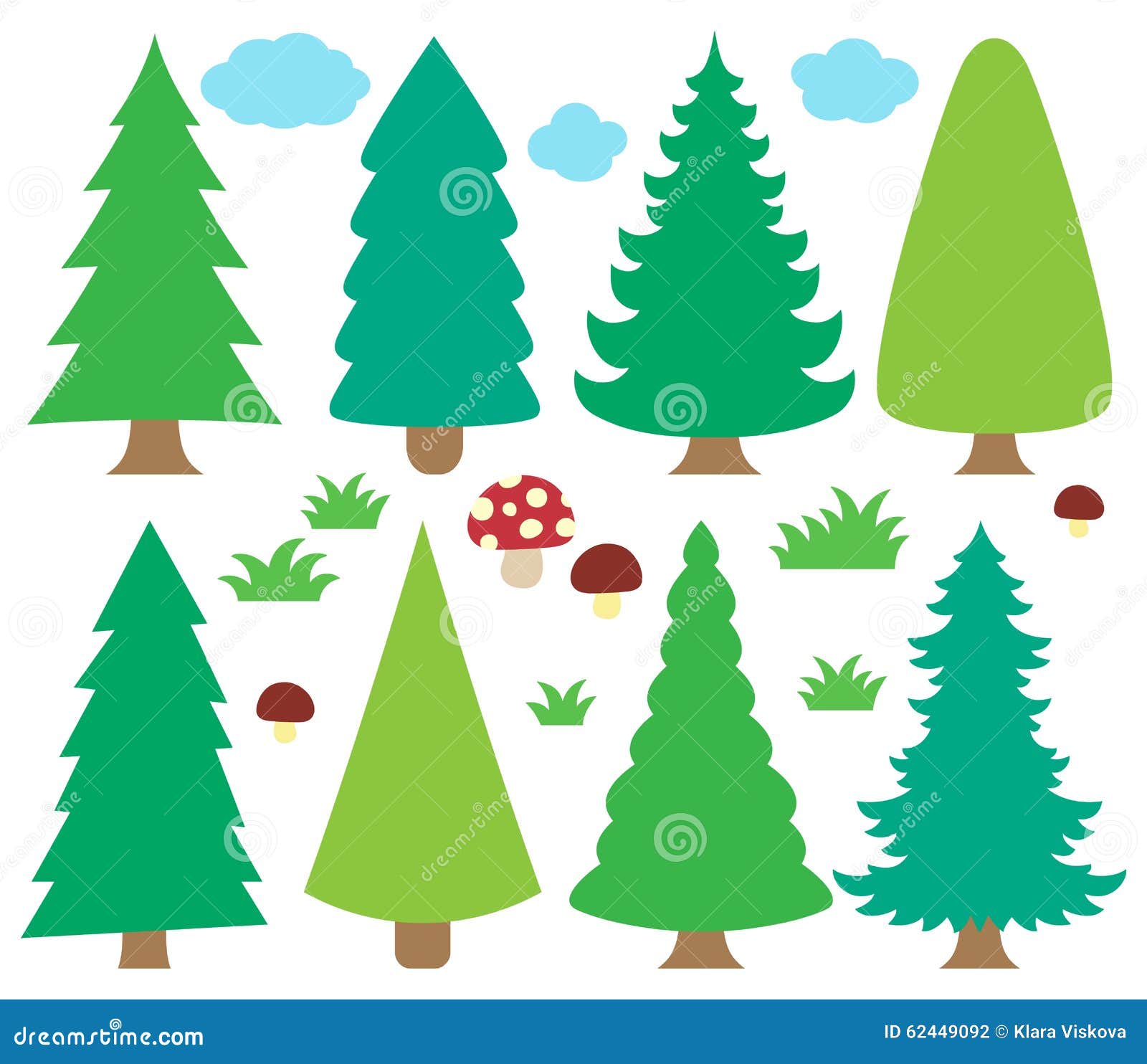 Stylized Coniferous Trees Collection 1 Stock Vector - Illustration of ...