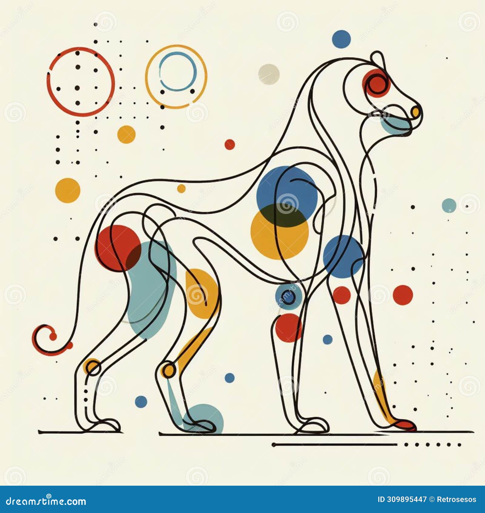 Stylized Creature Continuous Line Art, Basic Geometric Form ...