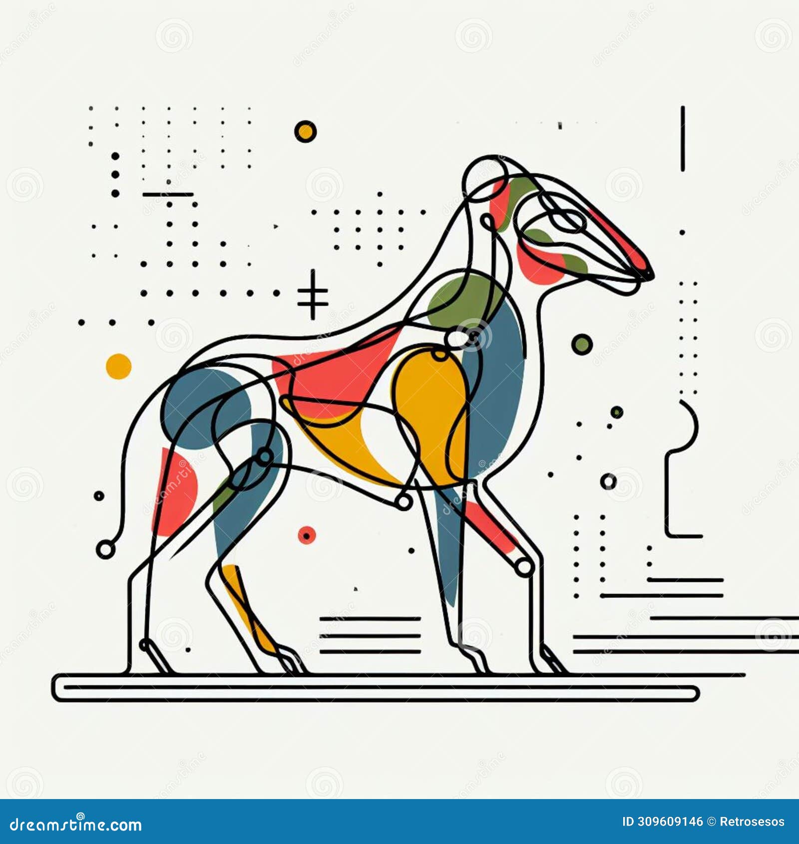 Stylized Creature Continuous Line Art, Basic Geometric Form ...