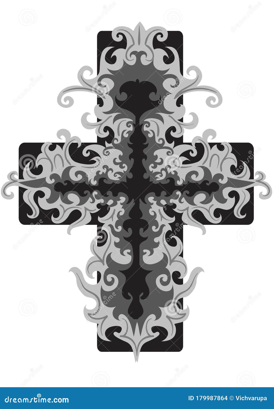 Stylized Cross In Black On A White Background, Vector Illustration ...