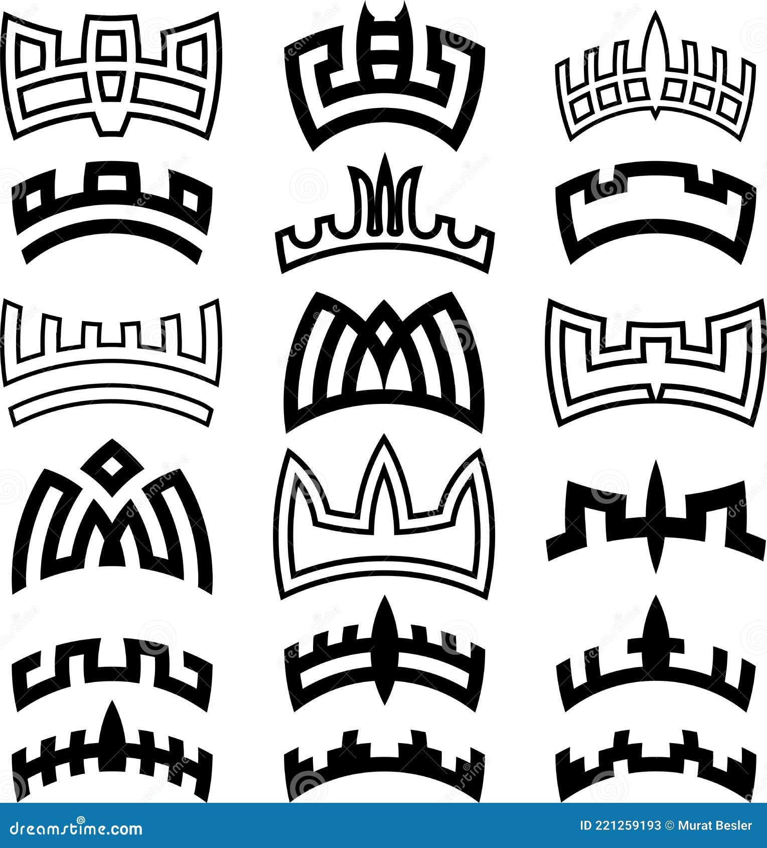 Stylized crown collection stock vector. Illustration of black - 221259193