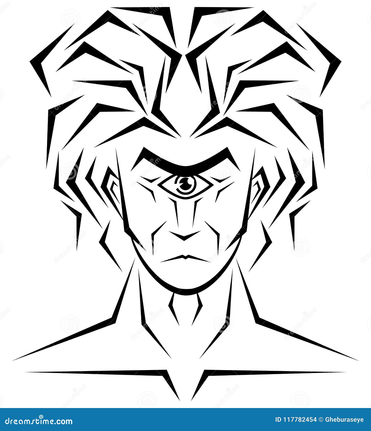 Stylized Cyclops Portrait, Mythological Creature, Polyphemus, Black And ...