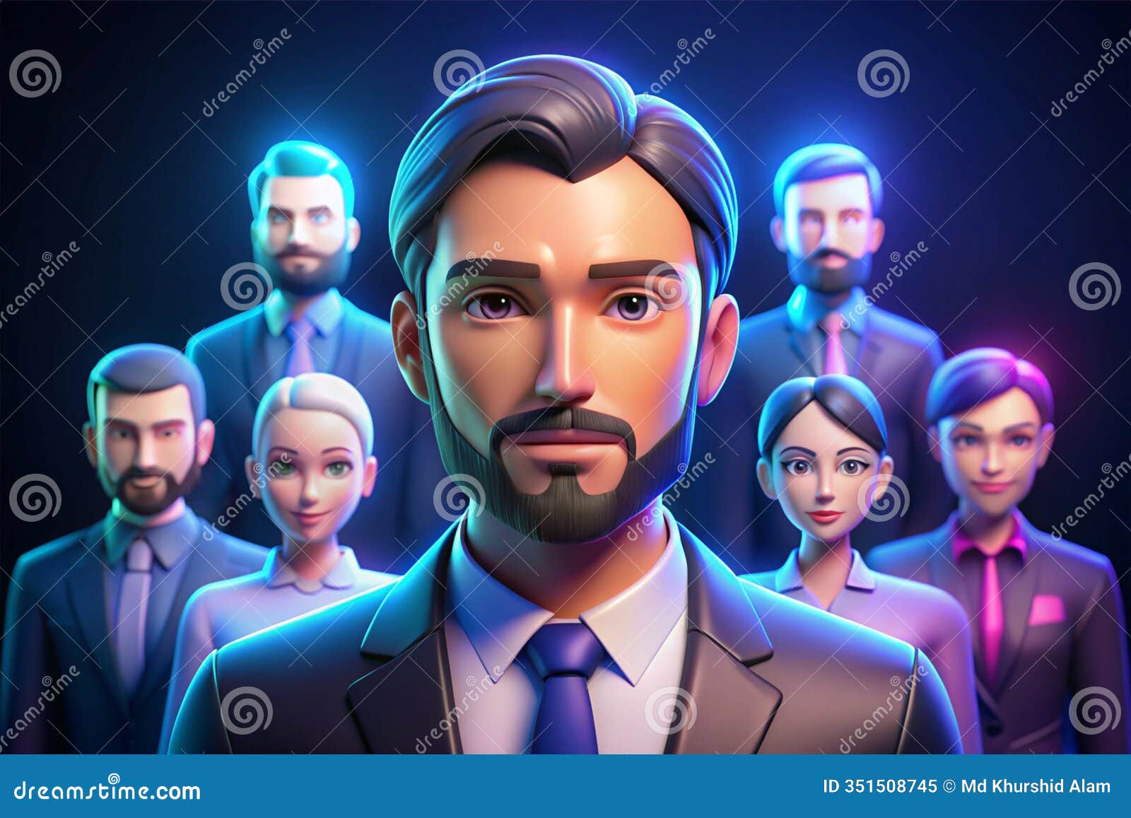 Stylized 3d Avatar Group Representing Teamwork, Leadership, and ...