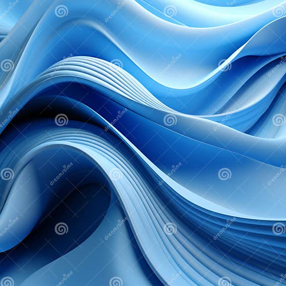 Stylized 3D blue wave form stock illustration. Illustration of ...