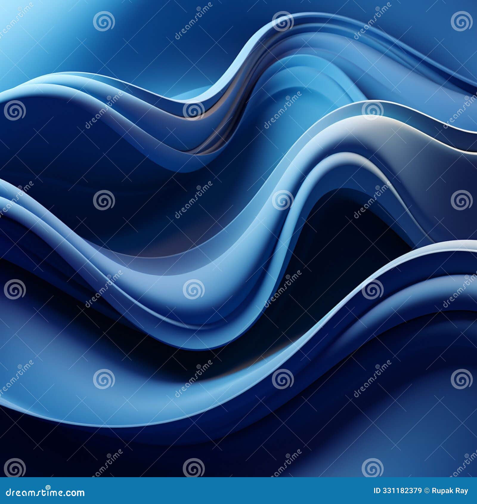 Stylized 3D blue wave form stock illustration. Illustration of ...