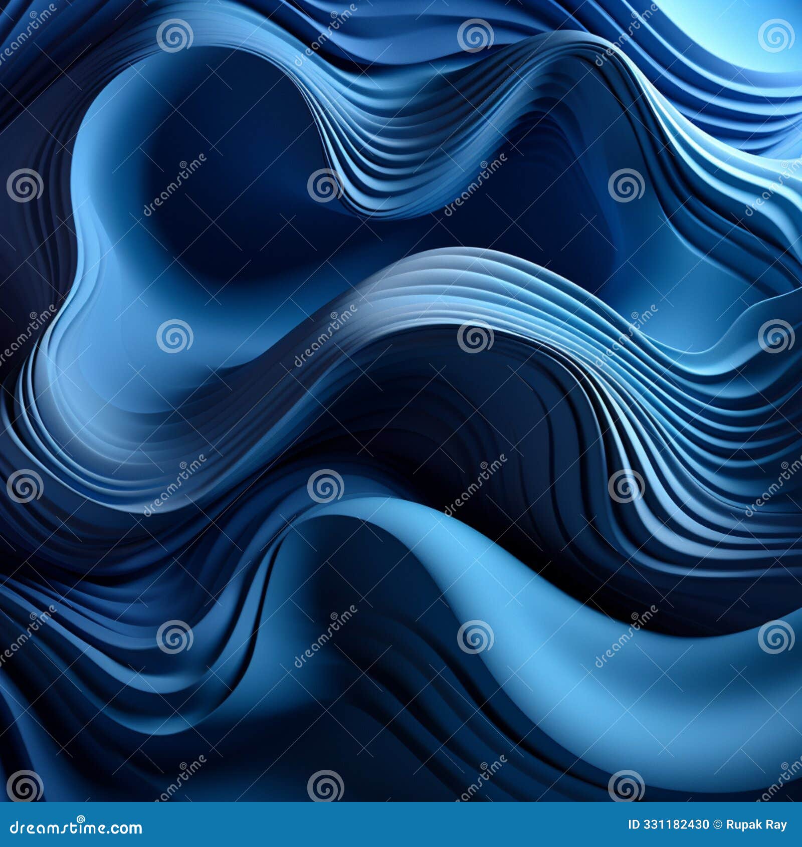 Stylized 3D blue wave form stock illustration. Illustration of abstract ...