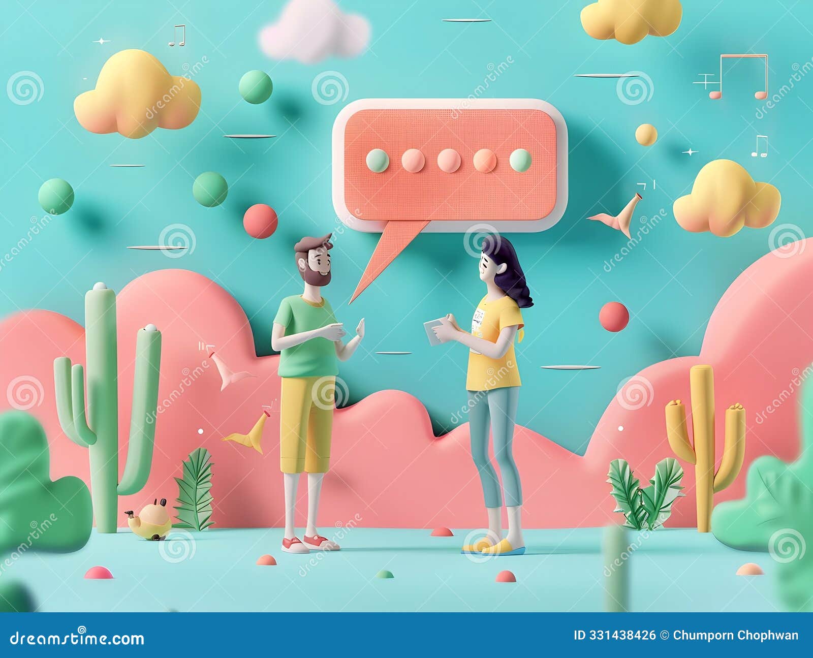 Stylized 3D of a Customer Feedback Discussion on a Digital Platform ...