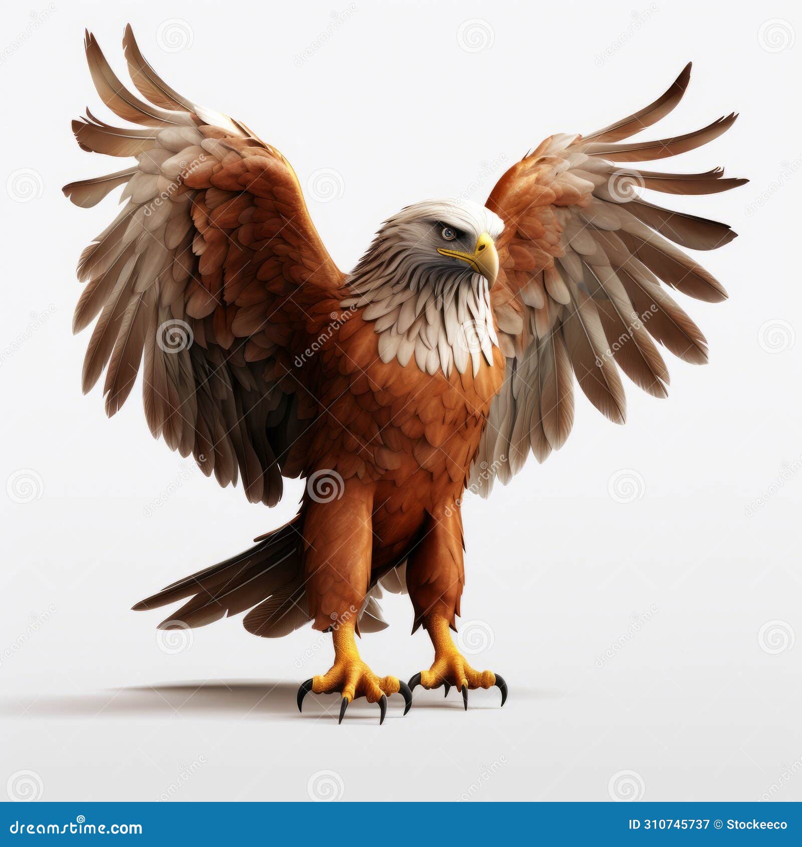 Stylized 3d Eagle in Cel Shading on White Background Stock Illustration ...
