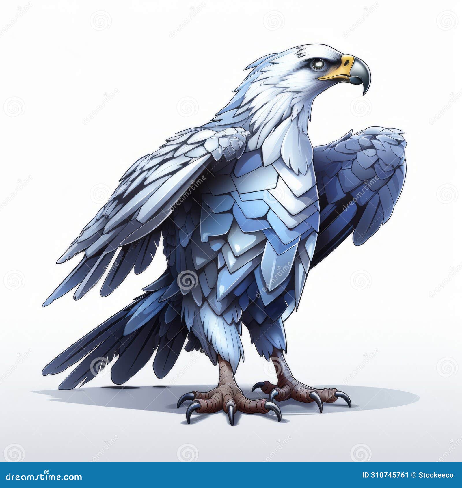 Stylized 3d Eagle Rendering in Cel Shading on White Background Stock ...