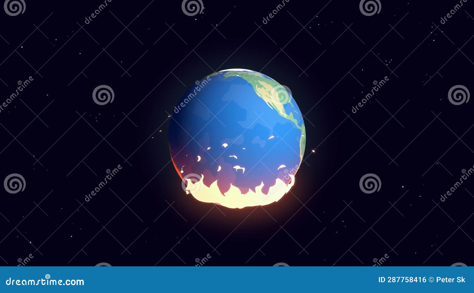 Stylized 3D Earth Burning in Flames, Climate Crisis Concept 4k ...