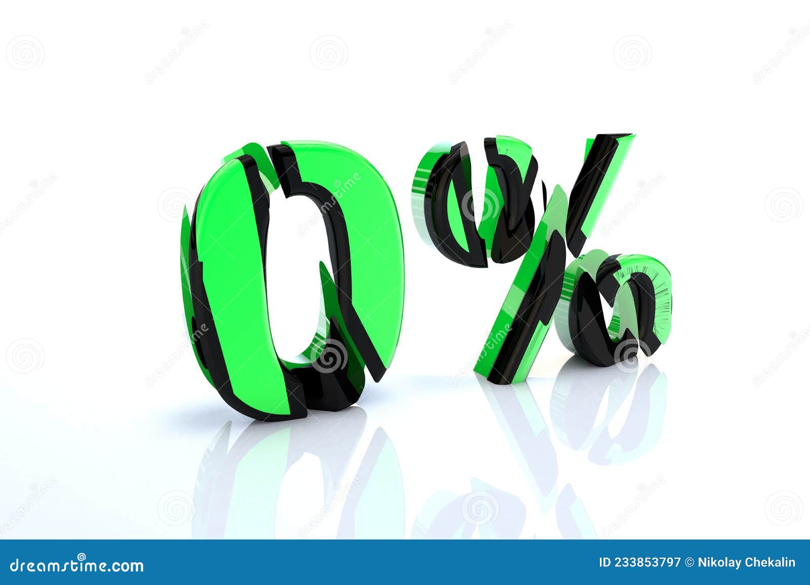 Stylized 3D Image of the Number Zero and a Percent Sign Stock ...