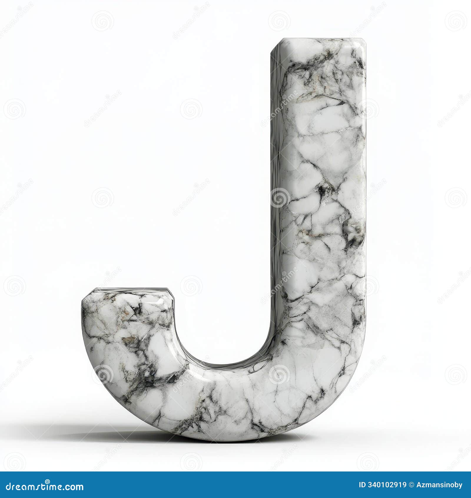A Stylized 3D Letter "J" Designed with a Marble Texture Stock ...