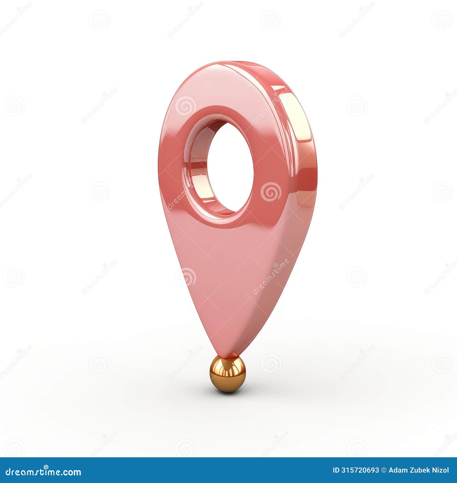 Stylized 3D map pin icon stock illustration. Illustration of gold ...
