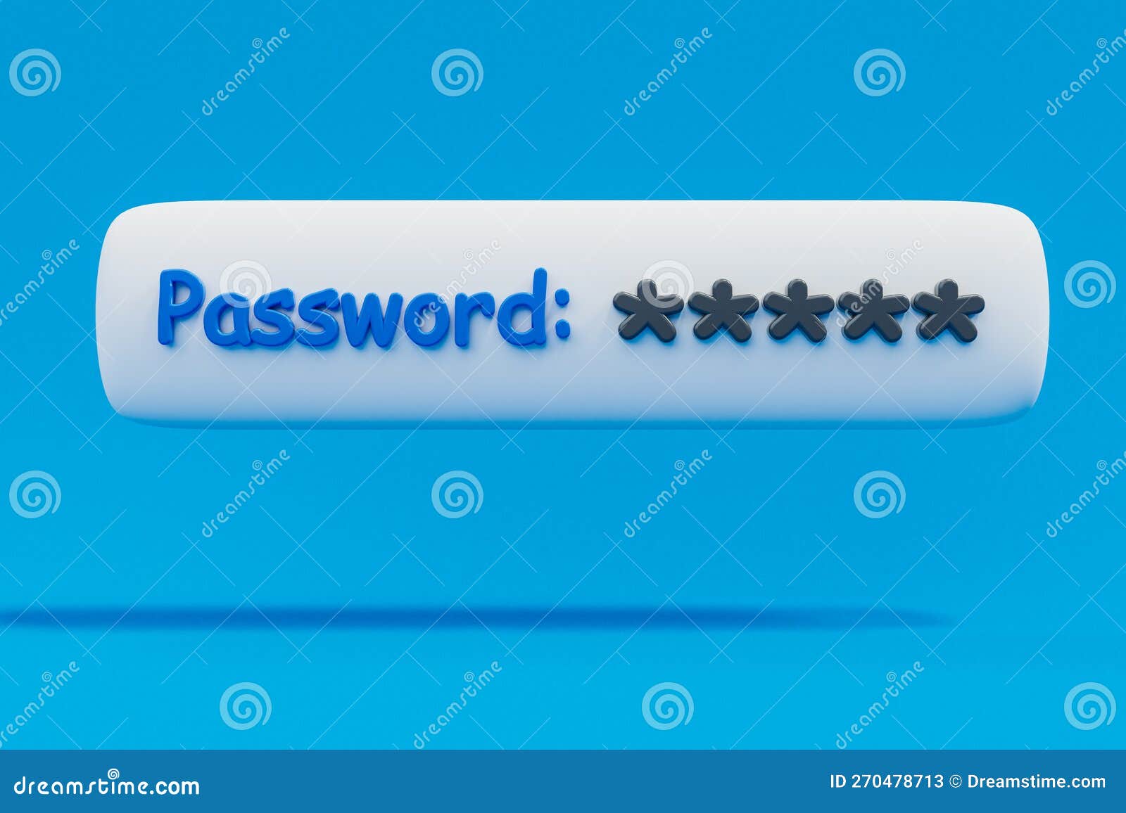 Stylized 3D Password Form for Web Browser Login Floating Over Blue ...