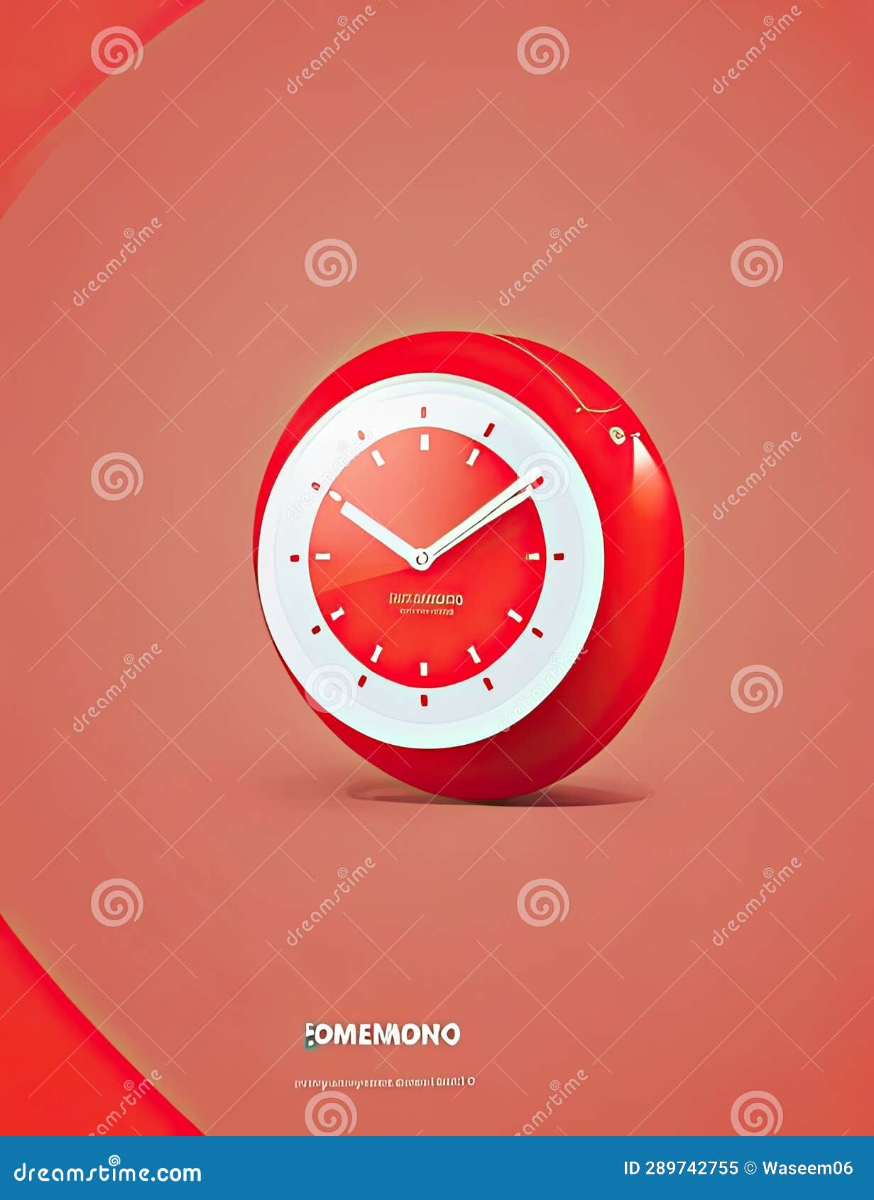 3d Red and White Clock on White Background. Stock Illustration ...