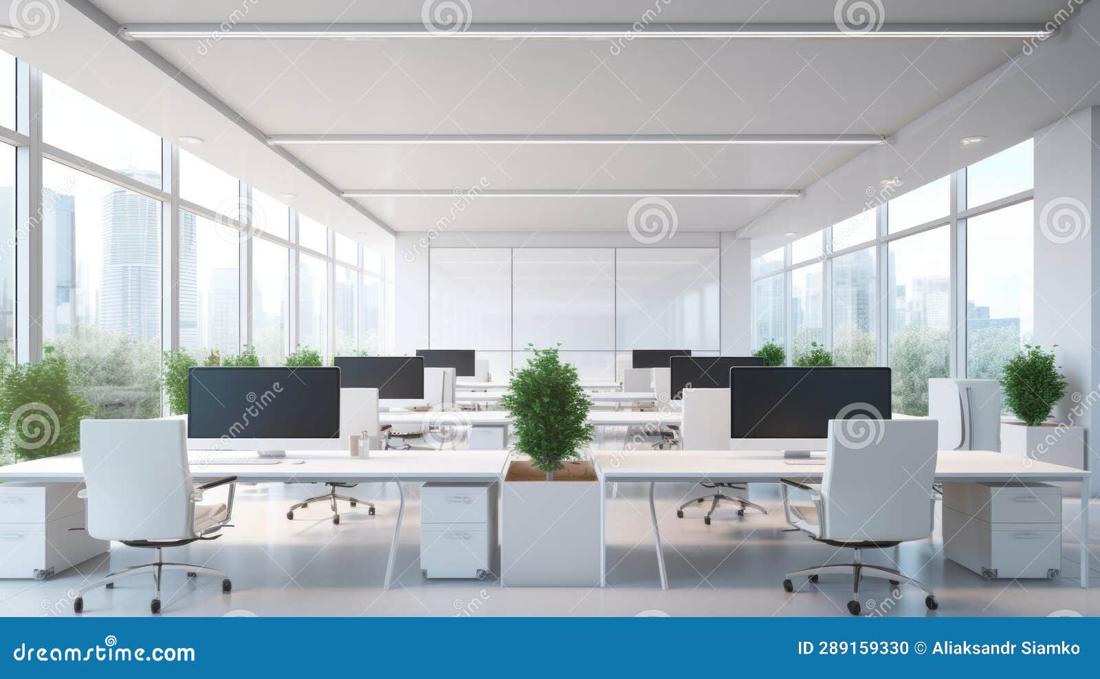 Stylized 3d Rendering of an Open Office with White Boards, Orthographic ...