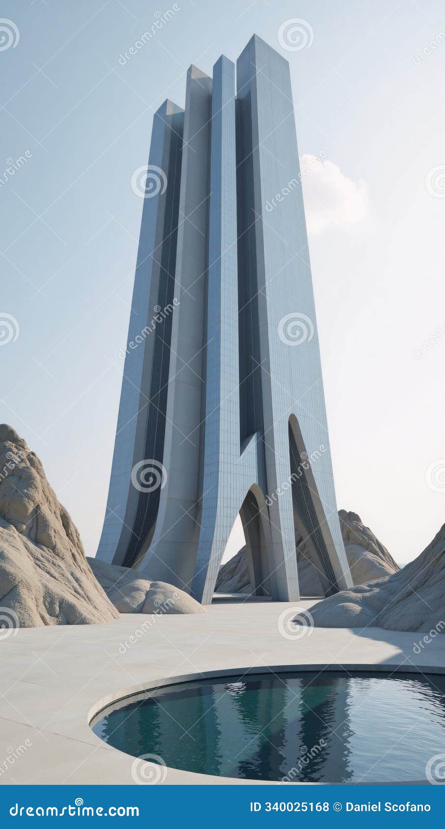 Stylized 3D Rendering Showcases an Intricate Futuristic Glass Structure ...