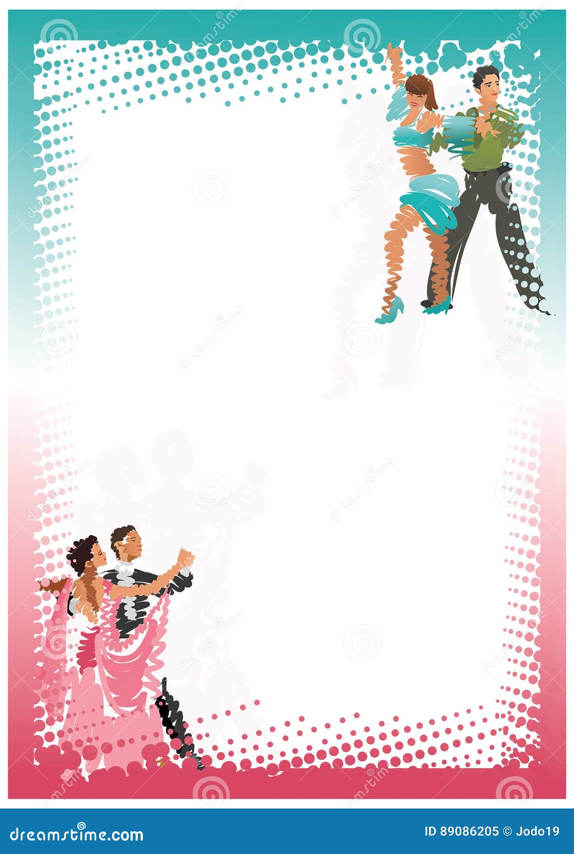 Stylized Dancing Couples. Bright Vertical Frame Stock Vector ...
