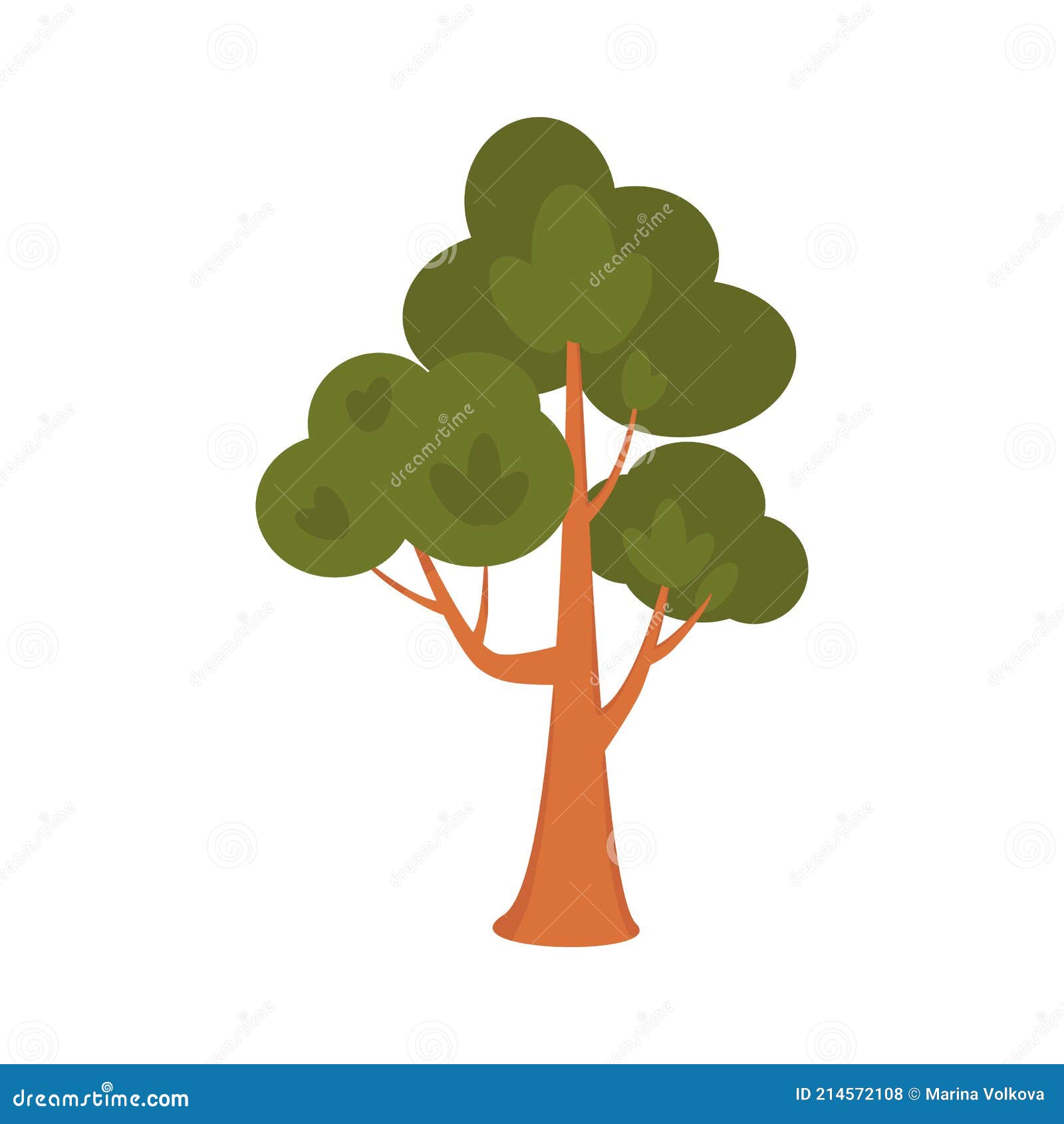 Stylized Deciduous Or Coniferous Tree Vector Illustration ...