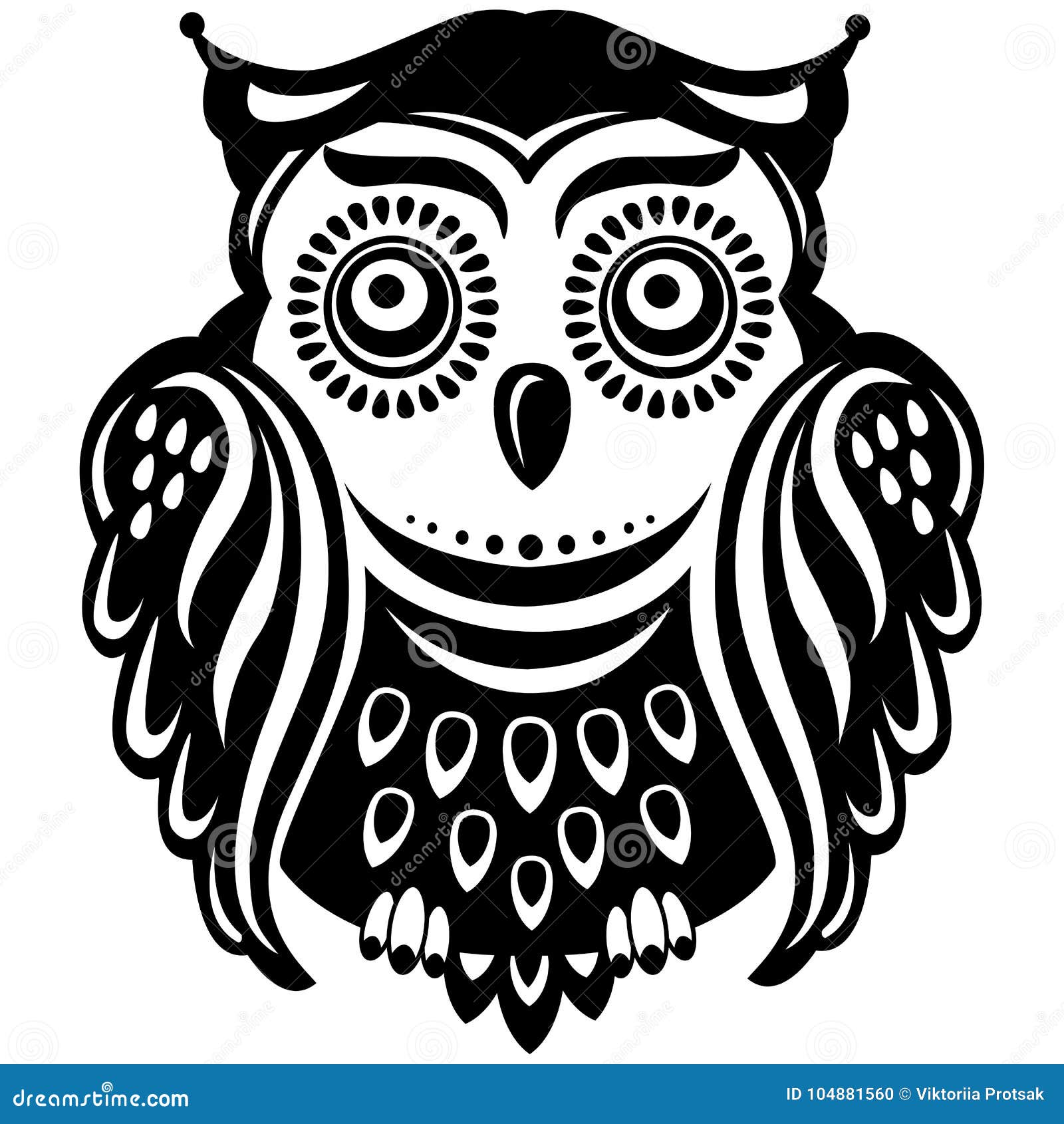 Stylized decorated owl stock vector. Illustration of decoration - 104881560