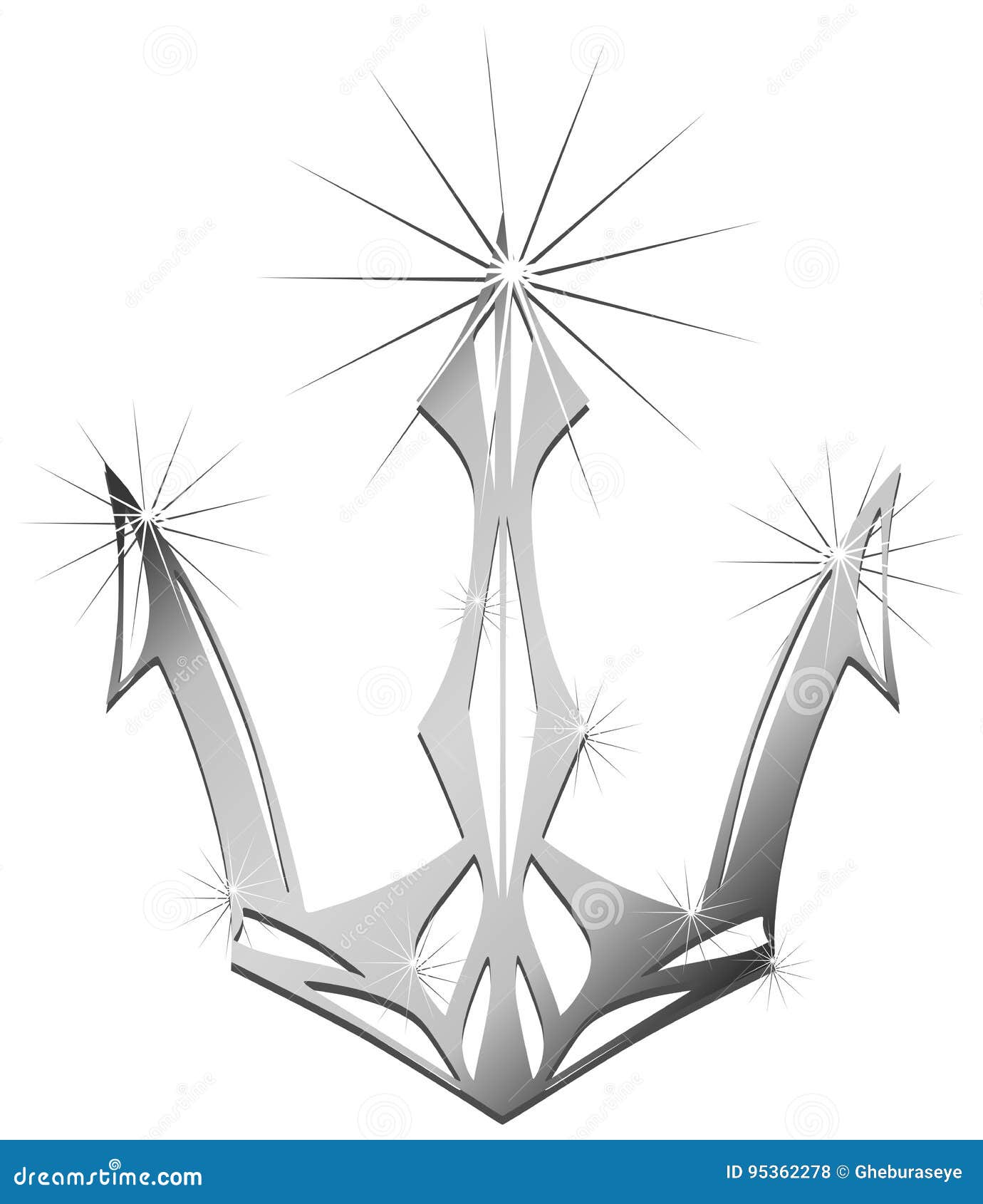 Stylized Decorated Trident in Grey Tones Stock Illustration ...