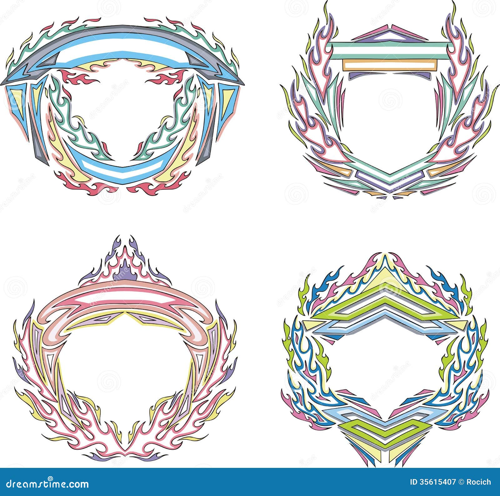 Stylized Decorative Flaming Frames Stock Vector - Illustration of ...