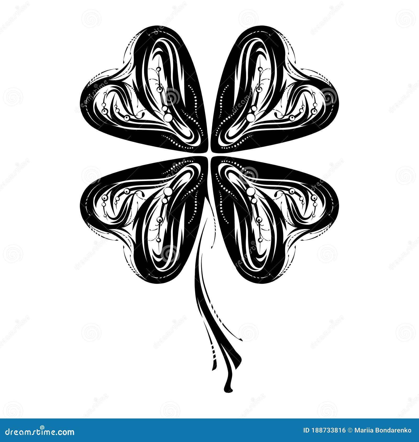 Stylized Decorative Image of Black Four-leaf Clover Stock Vector ...