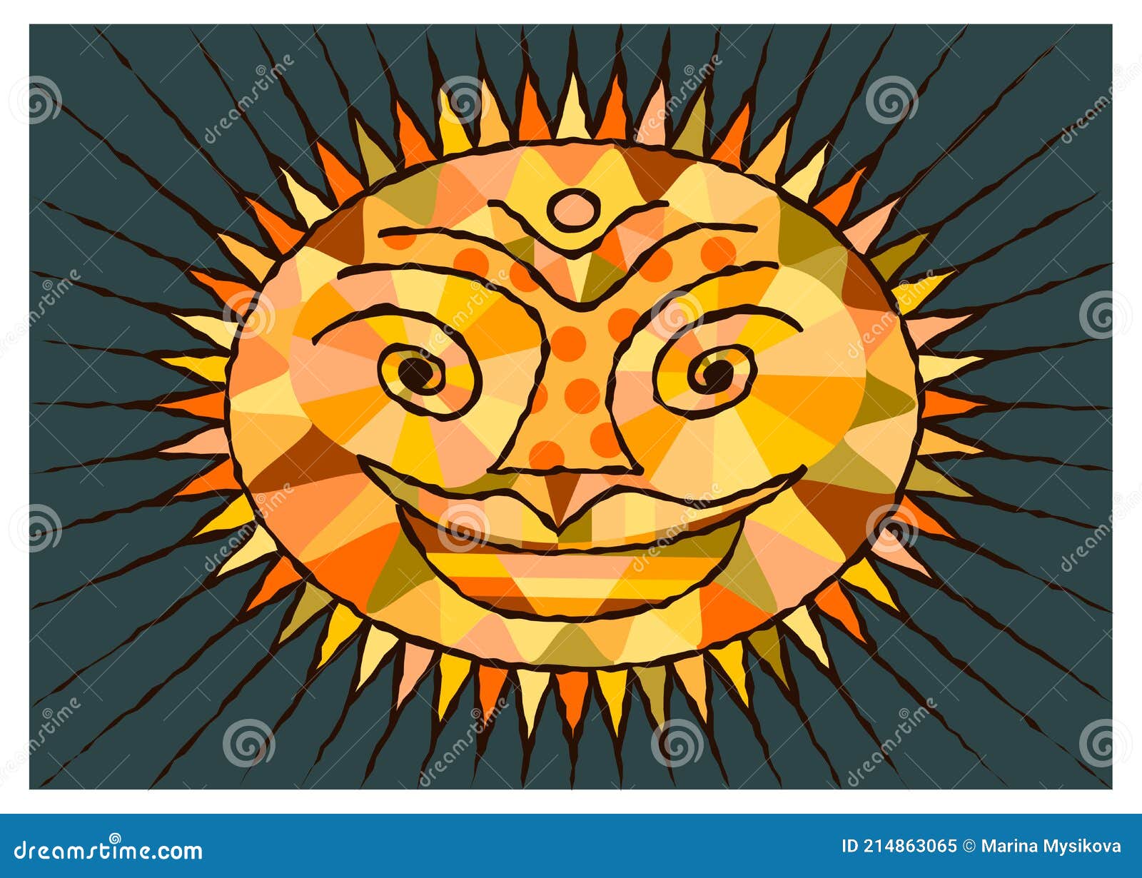 Stylized decorative sun stock vector. Illustration of glow - 214863065
