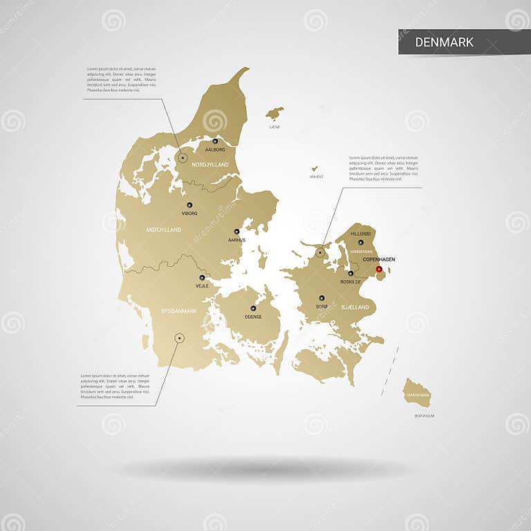 Stylized Denmark Map Vector Illustration. Stock Vector - Illustration ...