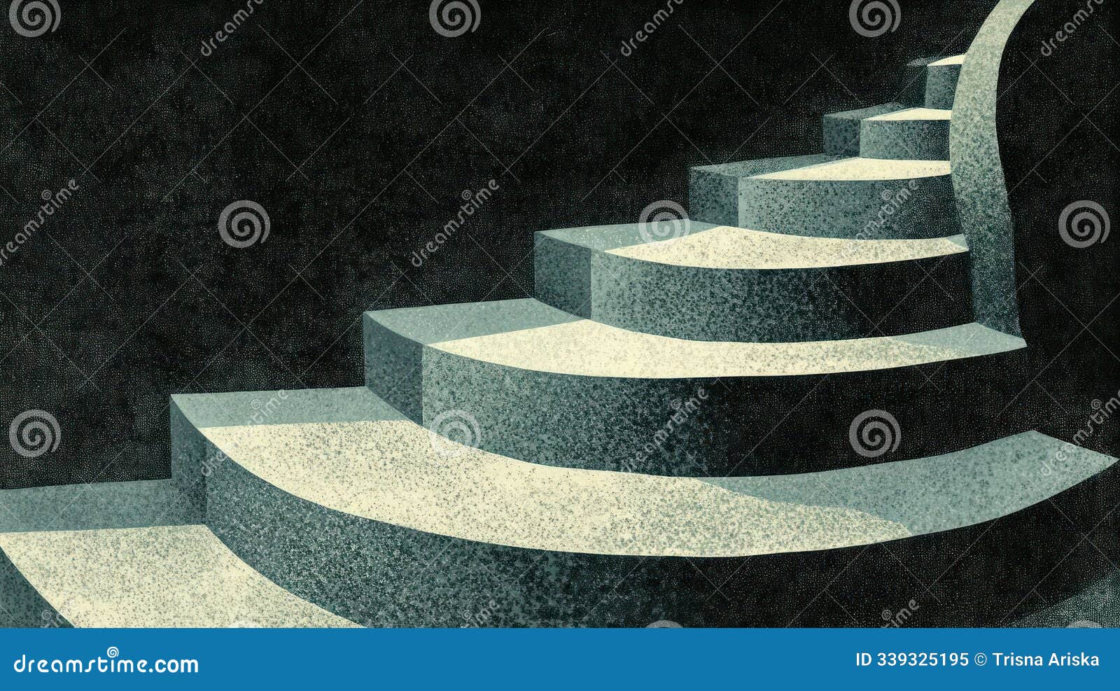 A Stylized Depiction of Ascending Stairs, Emphasizing Light and Shadow ...