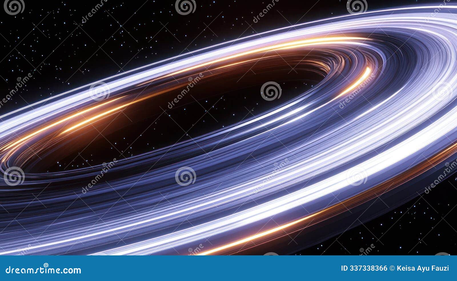 A Stylized Depiction of a Black Hole with Surrounding Rings in a Cosmic ...