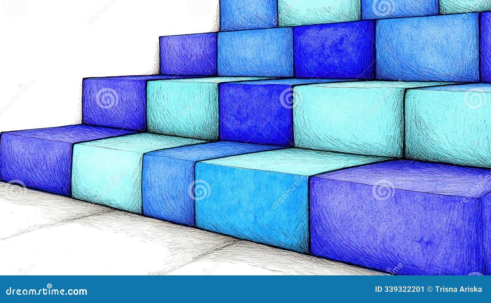 A Stylized Depiction of Blue and Turquoise Blocks Arranged in a ...