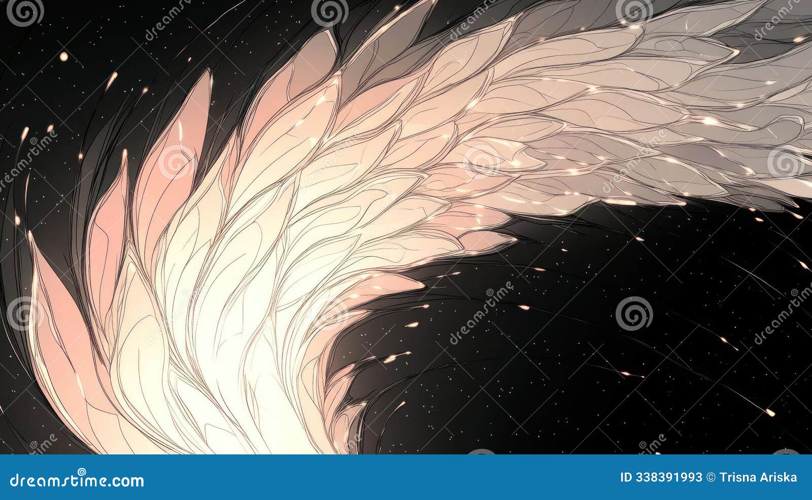 A Stylized Depiction of Ethereal Wings Against a Dark, Starry ...