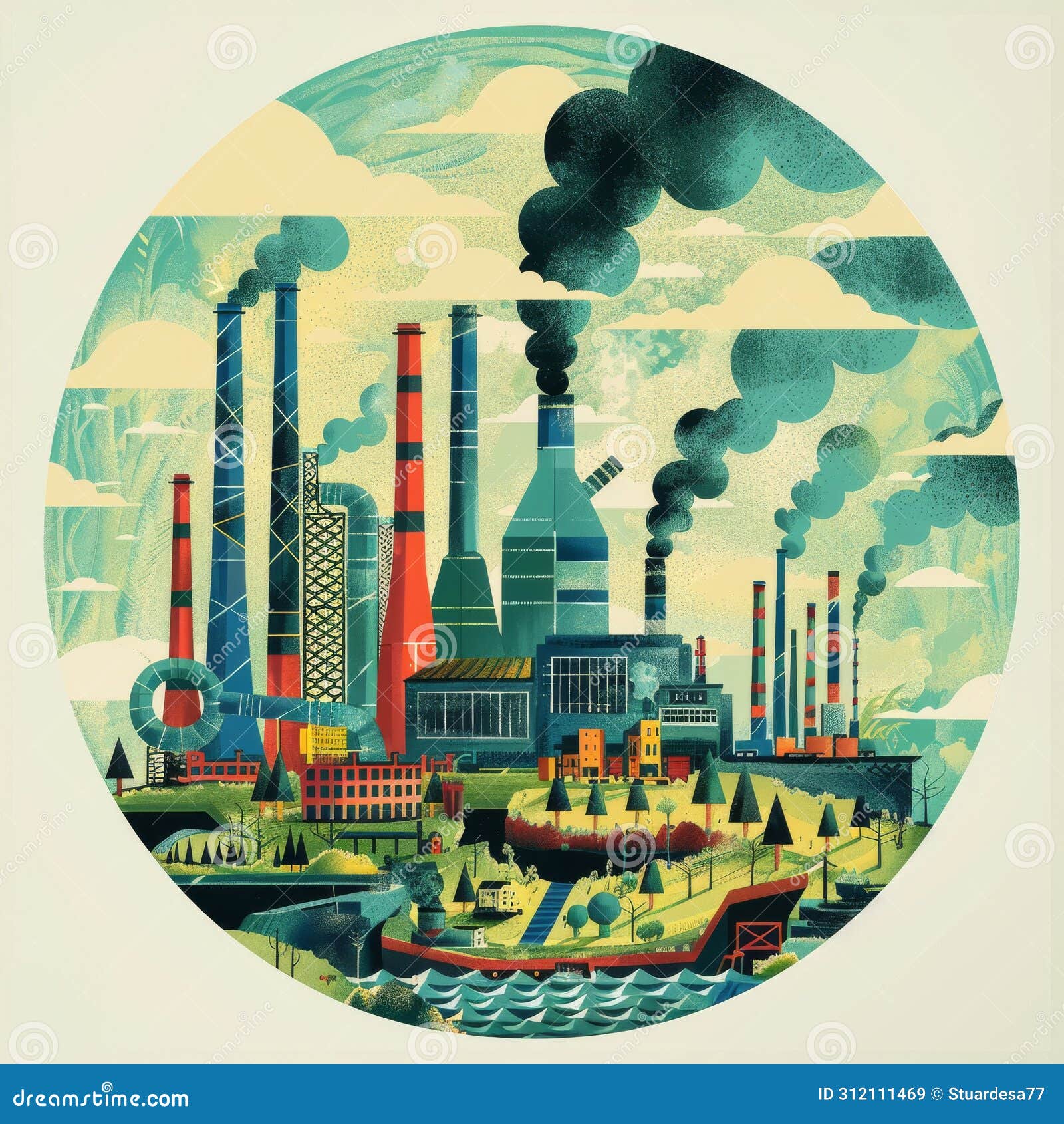 Circular Industrial Cityscape Stock Image - Image of infrastructure ...