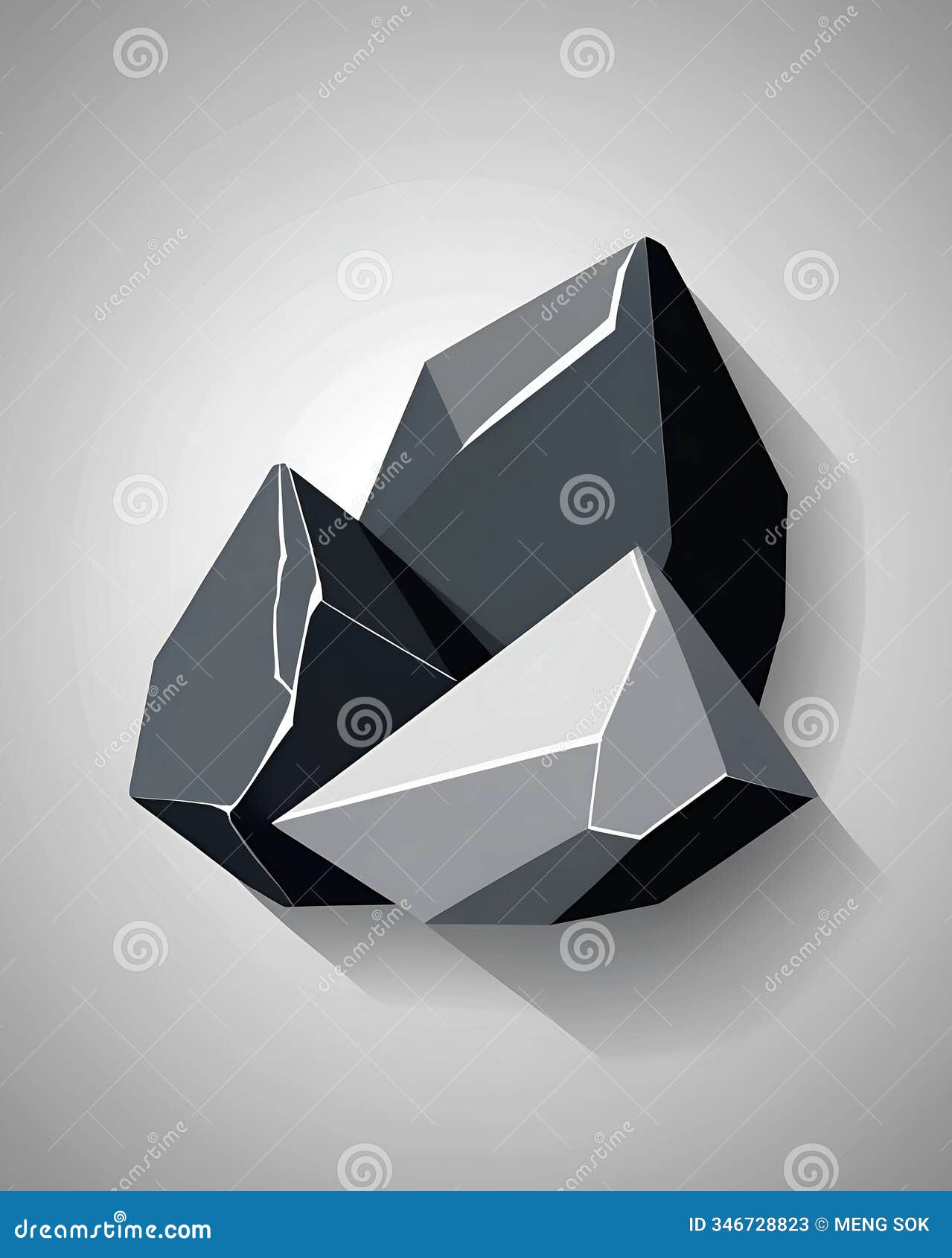 A Stylized Depiction of a Multifaceted Crystal with Sharp Edges and a ...