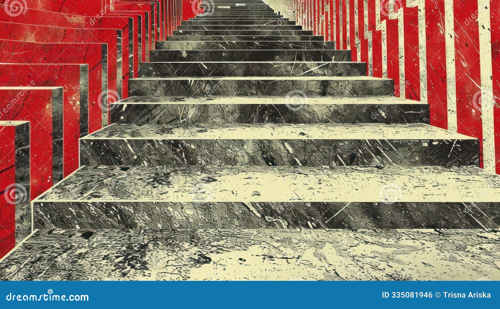 A Stylized Depiction of Stairs with a Striking Red and Black Color ...