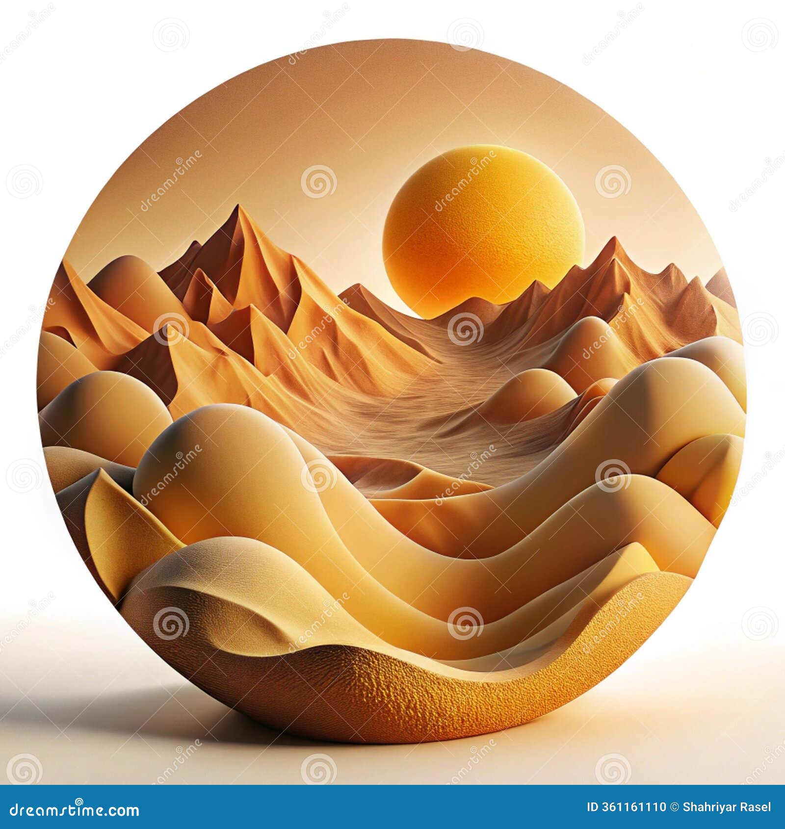 Stylized Desert Landscape with Sun Isolated on Transparent Background ...