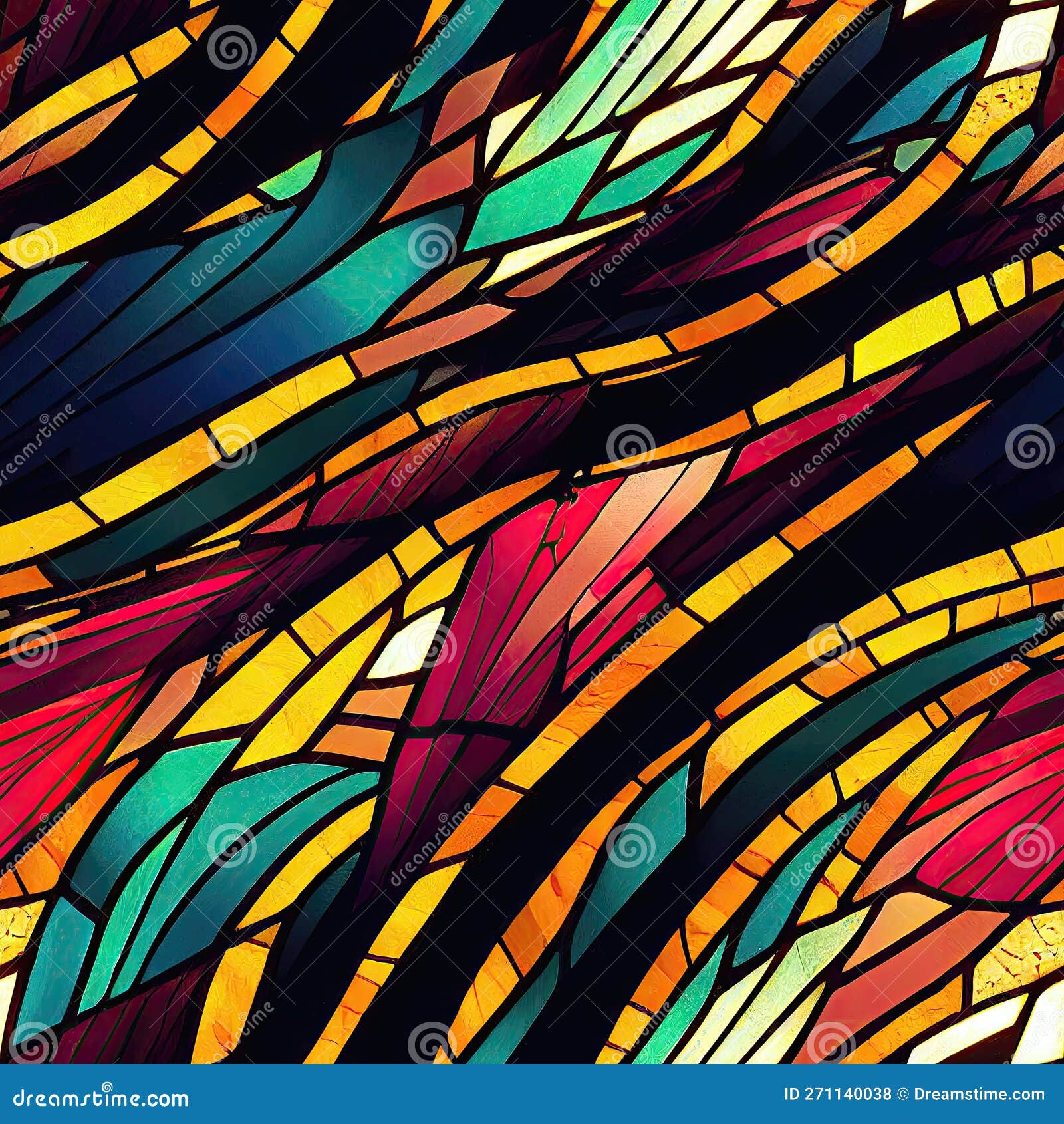 Stylized Design Stained Glass Window Stock Illustration - Illustration ...