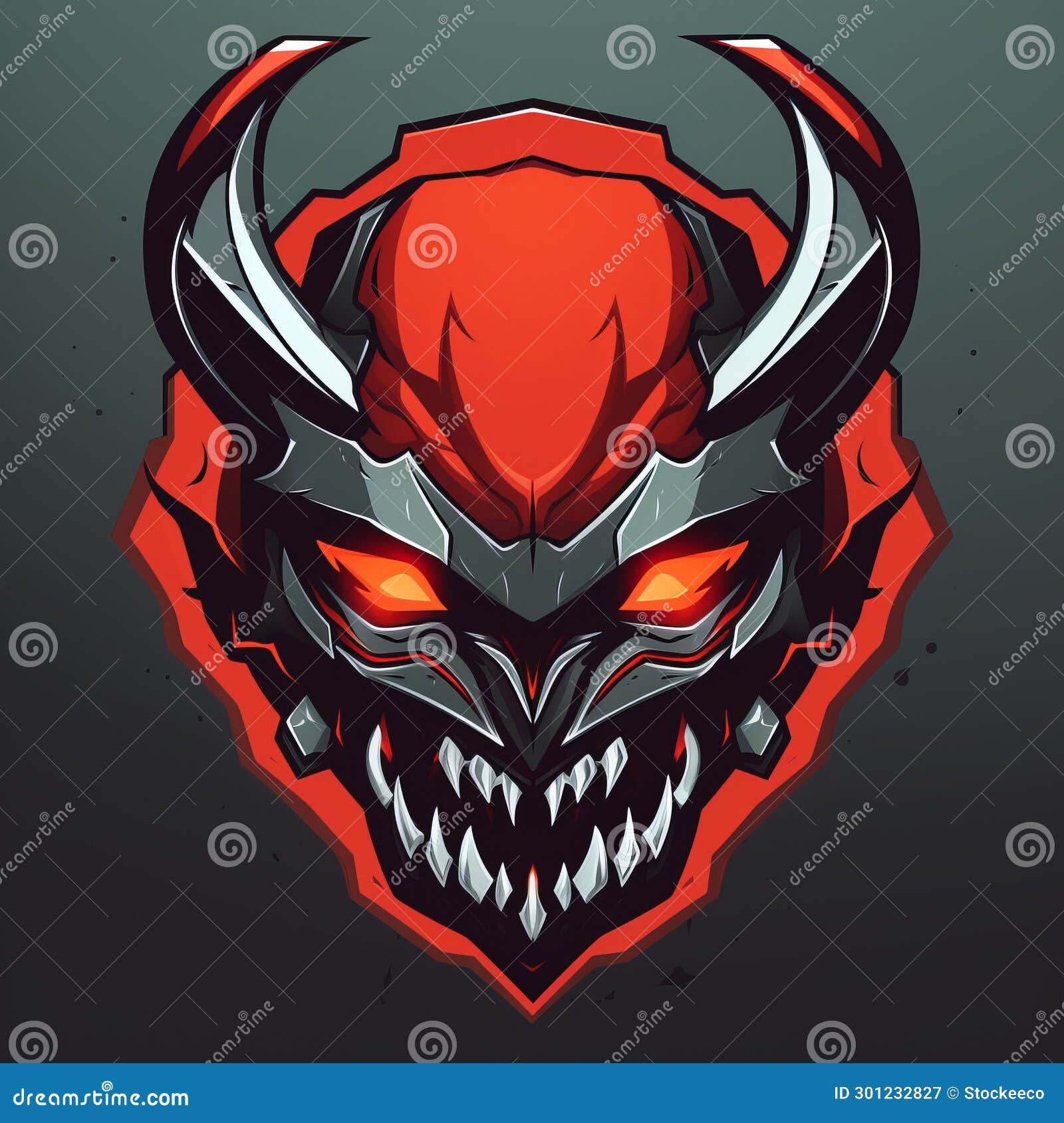 Stylized Devil Head with Horns and Red Flames - 2d Game Art Commission ...