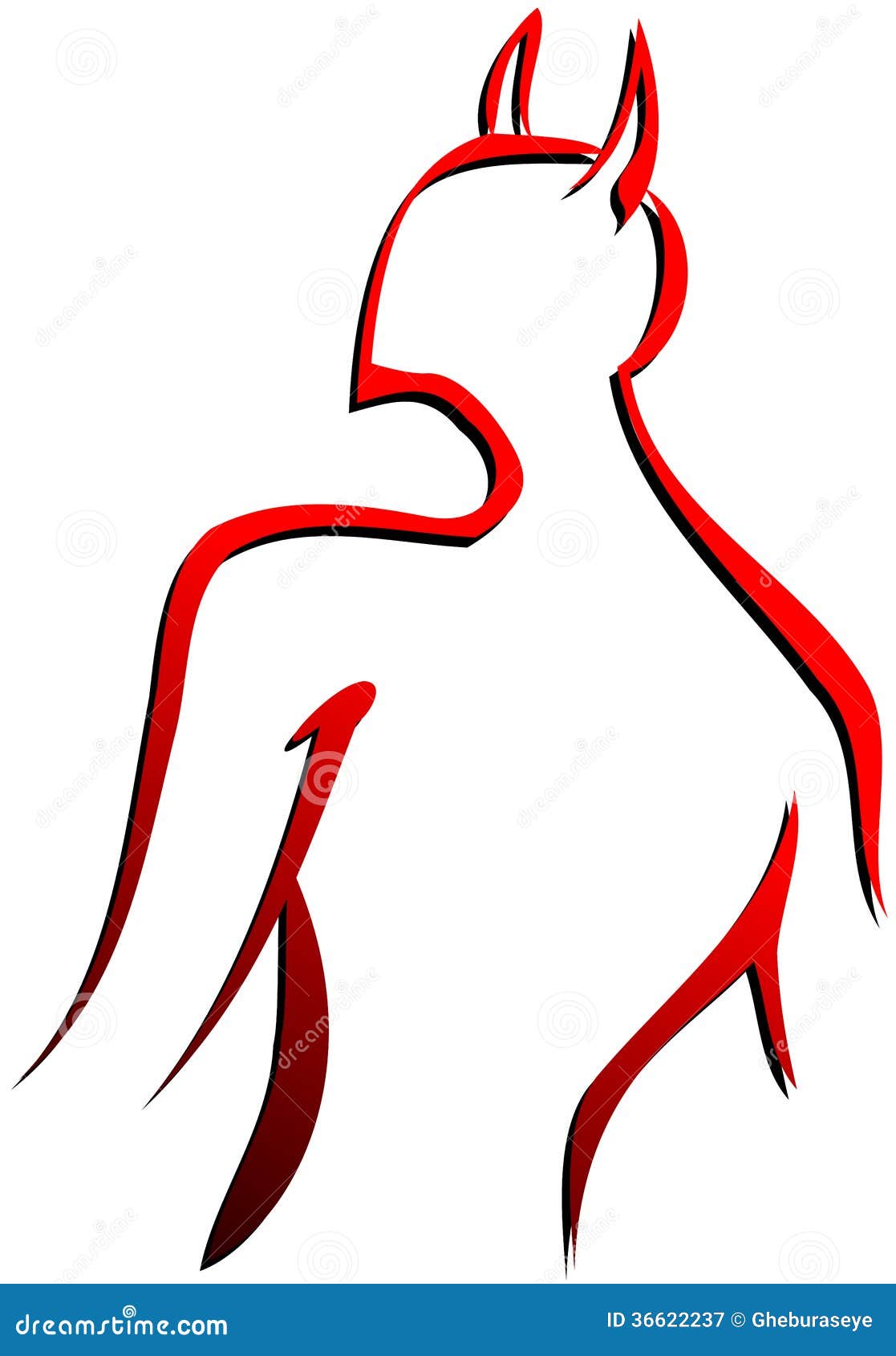 Stylized Devil in Red and Black Isolated Stock Illustration ...