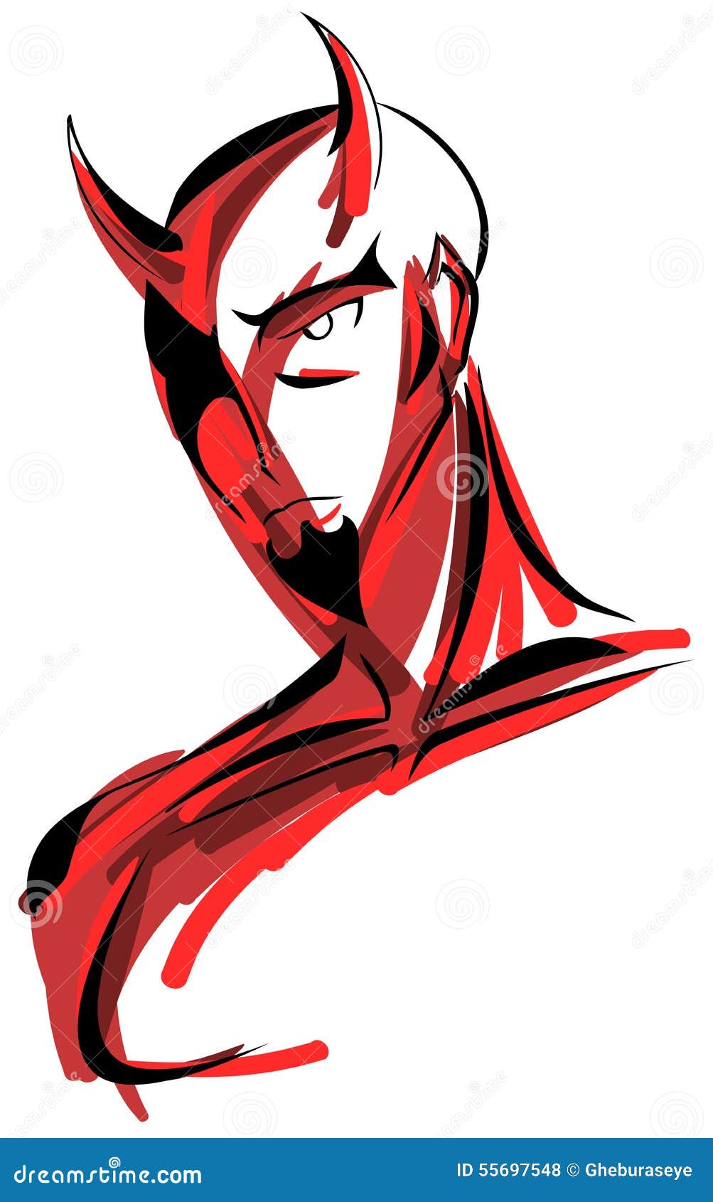 Stylized devil portrait stock vector. Illustration of deuce - 55697548