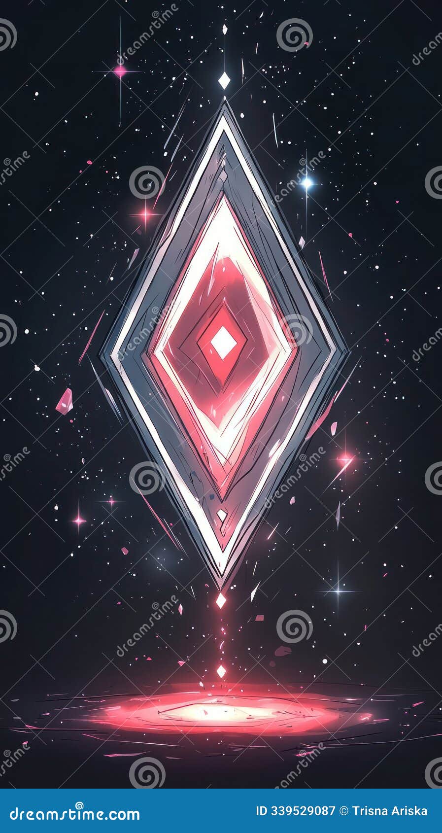 A Stylized Diamond Shape with Glowing Edges and a Cosmic Background ...