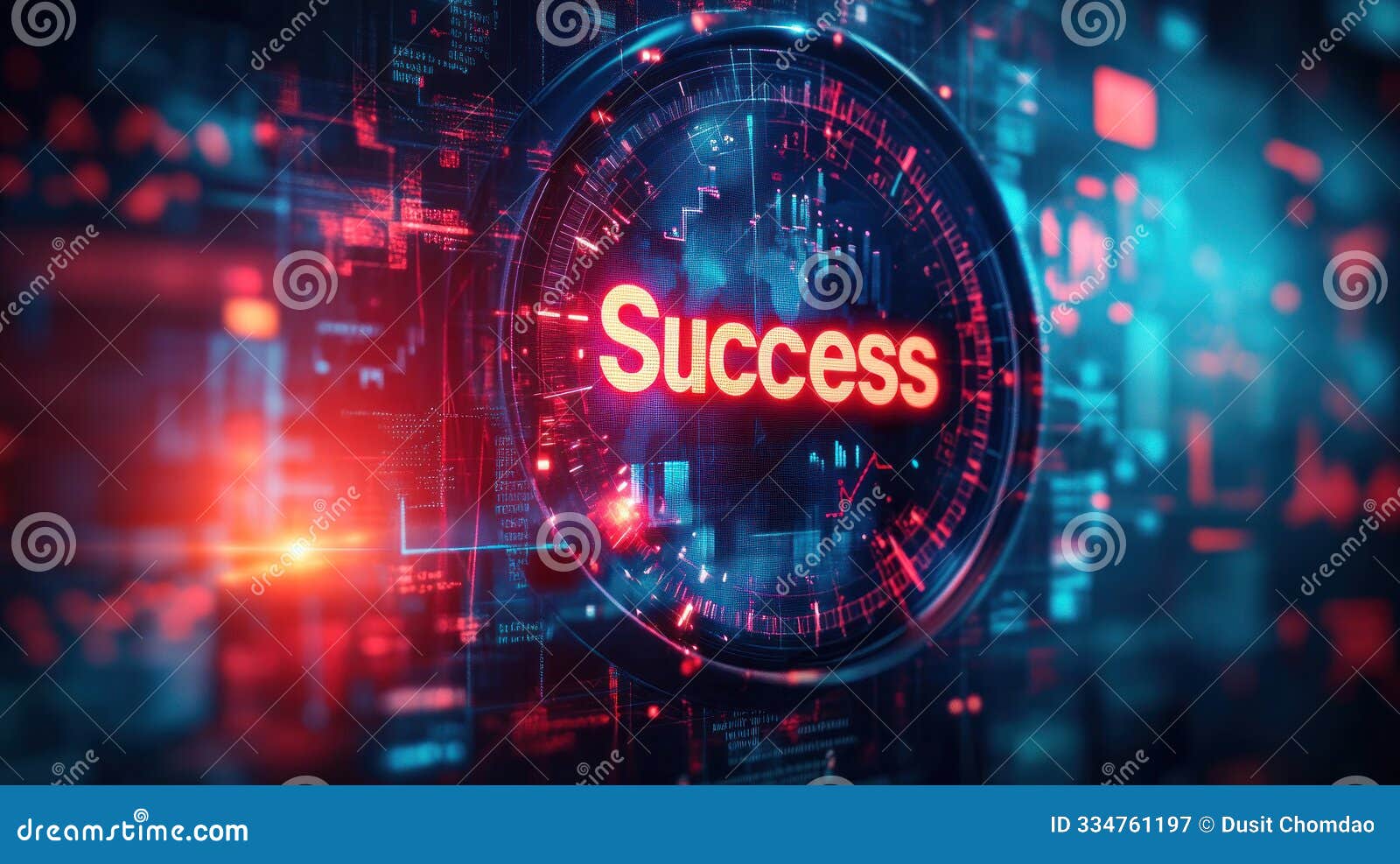 A Stylized Digital Clock Face Displays Word Success, Symbolizing ...