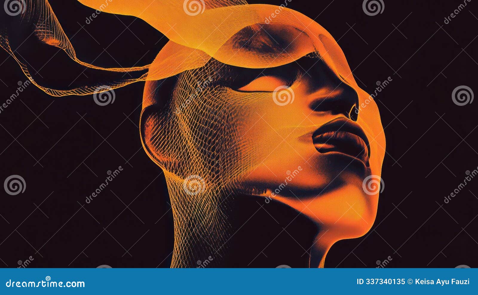 A Stylized Digital Representation of a Human Face with Flowing Lines ...