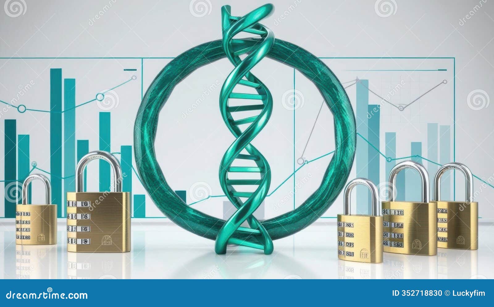 Stylized DNA Strand Encircled by a Ring, with Padlocks and Graphs in ...