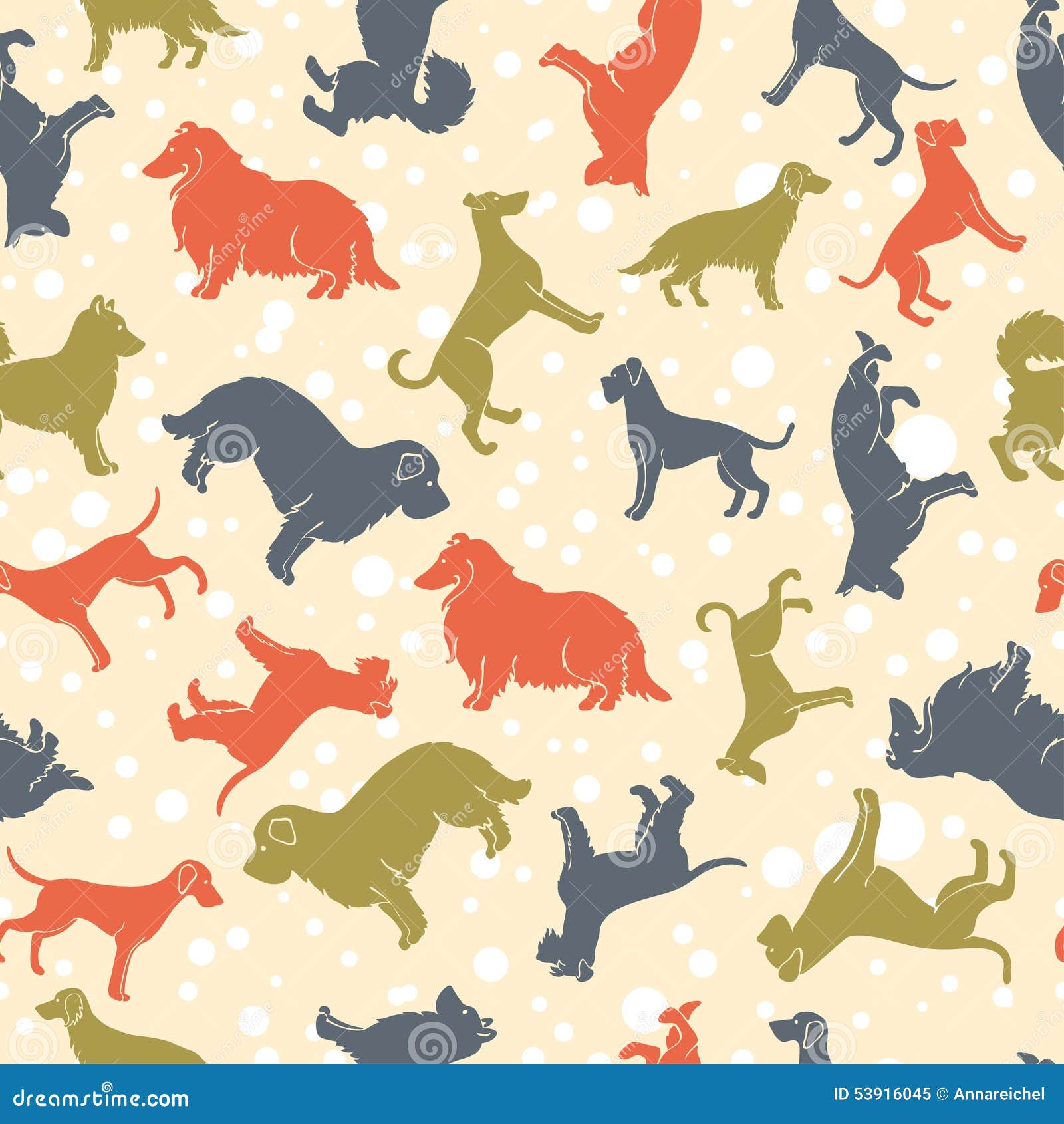 Stylized Dog Breeds Seamless Pattern Stock Vector - Illustration of ...