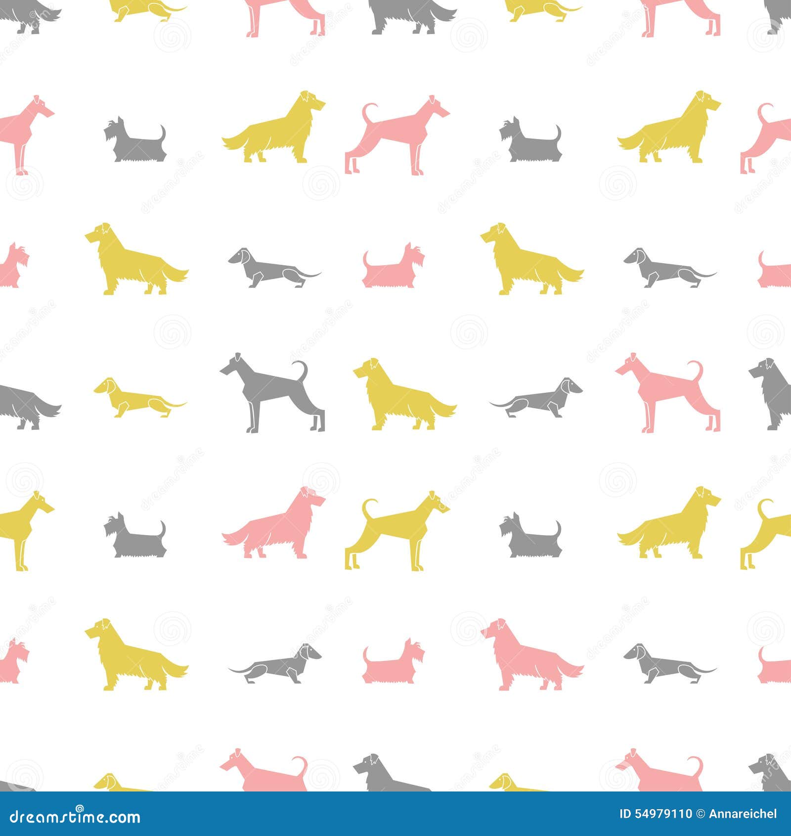 Stylized Dog Breeds Silhouettes Seamless Pattern Stock Vector ...